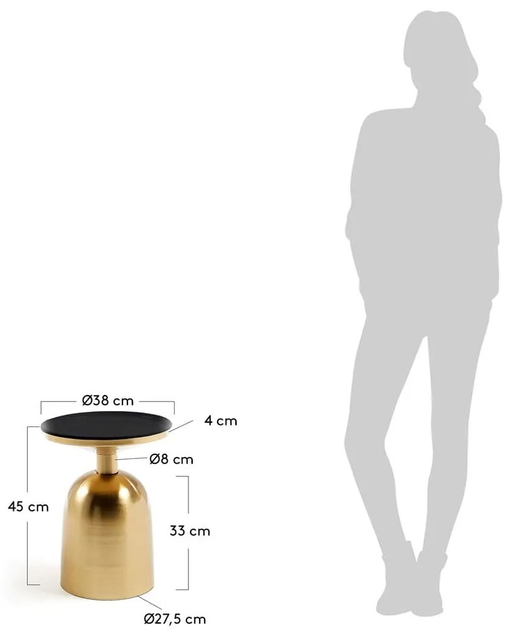 Odkládací stolek ve zlaté barvě Kave Home Physic, ø 37 cm