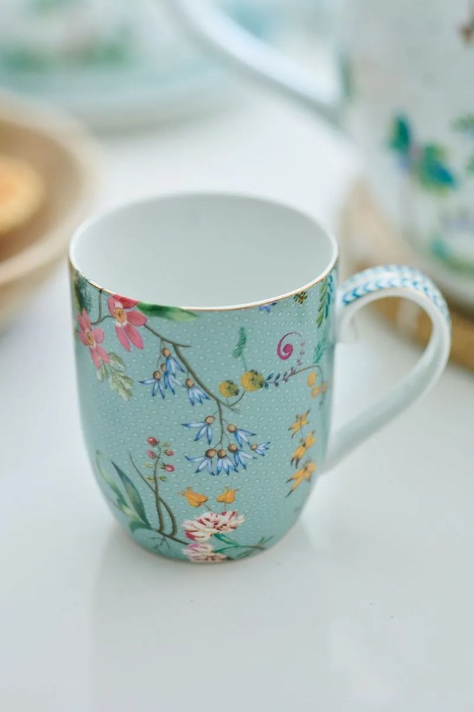 Pip Studio Jolie flowers blue, sada 2 hrnečků 145ml, dárkové balení, modré