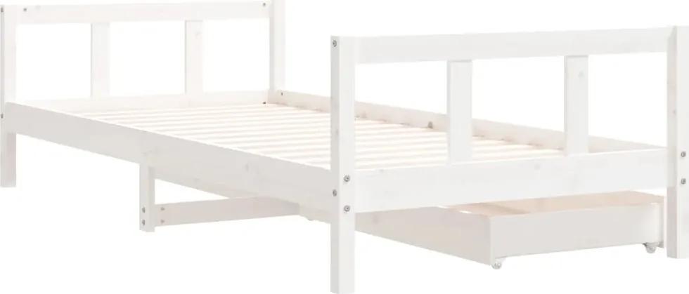 vidaXL Dětská postel se zásuvkami 90x200 cm masivní borové dřevo [834409] Barva: Bílá