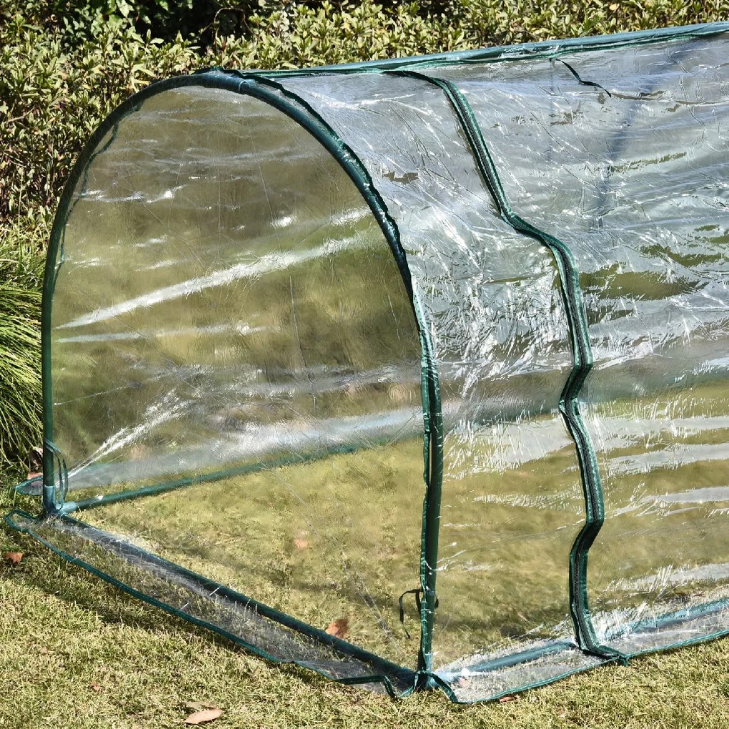 Outsunny Skleník s dveřmi, chladicí rám, pěstování rostlin, ocel PVC, 250x100x80cm