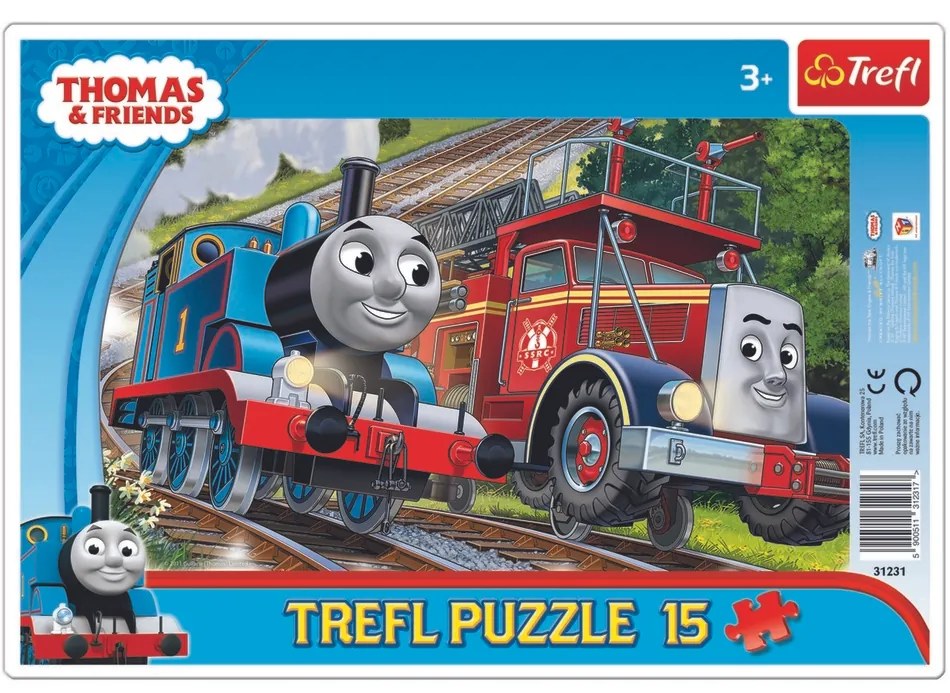 Puzzle Trefl Mašinka Tomáš v rámečku rámkové 15 dílků