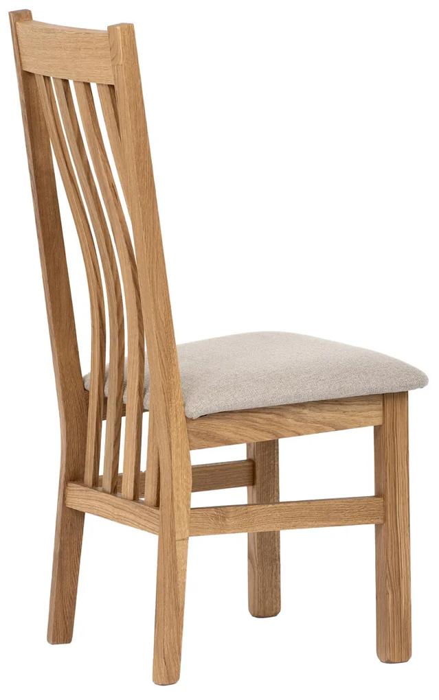 Autronic Dřevěná jídelní židle, potah krémově béžová látka, masiv dub, přírodní odstín