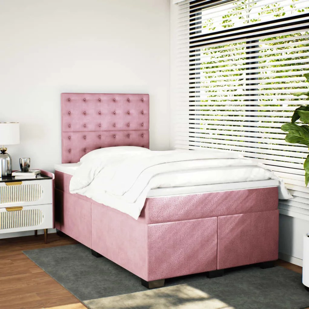Box spring postel s matrací růžová 120 x 200 cm samet 3293199