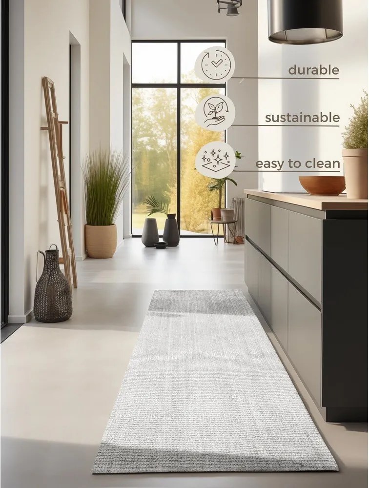 Světle šedý oboustranný/ručně tkaný jutový běhoun 80x200 cm Bouclé Jaipur – Hanse Home
