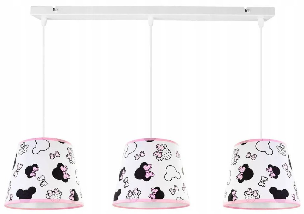 Dětské závěsné svítidlo Minnie, 3x textilní stínítko se vzorem, s
