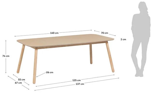 Jídelní stůl batilde 70 x 140 cm MUZZA