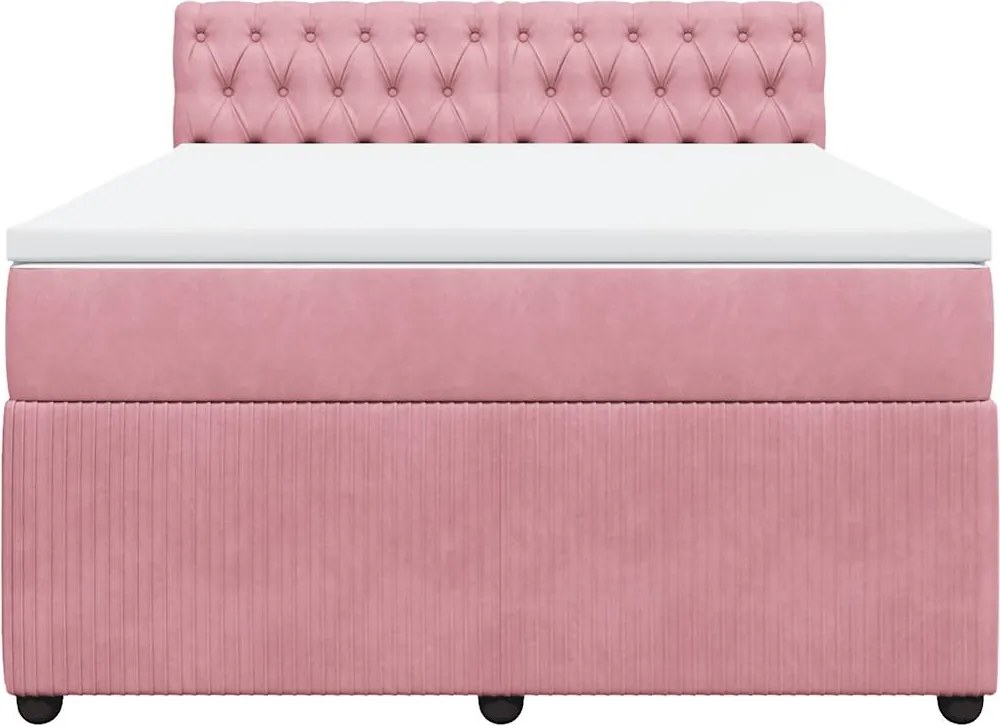 Box spring postel s matrací růžová 160x200 cm samet 3287793