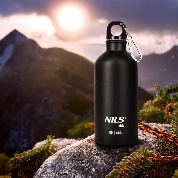 NC3801 ČERNÁ NEREZOVÁ TURISTICKÁ LÁHEV 550ML NILS CAMP