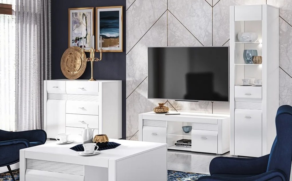 Casarredo - Komfort nábytek Obývací stěna, sestava AMARA SET 3, bílá lesk