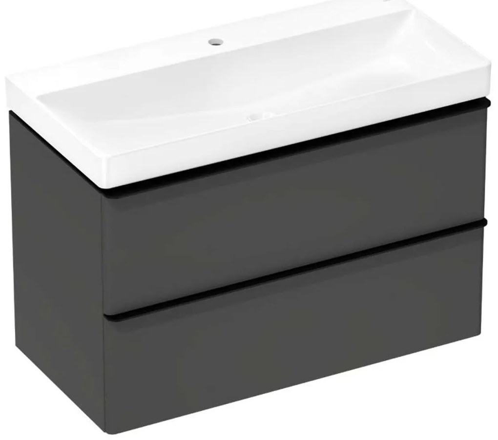 Hansgrohe Xelu Q - Skříňka s umyvadlem, 63x98x50 cm, 2 zásuvky, matná šedá/matná černá 54384670
