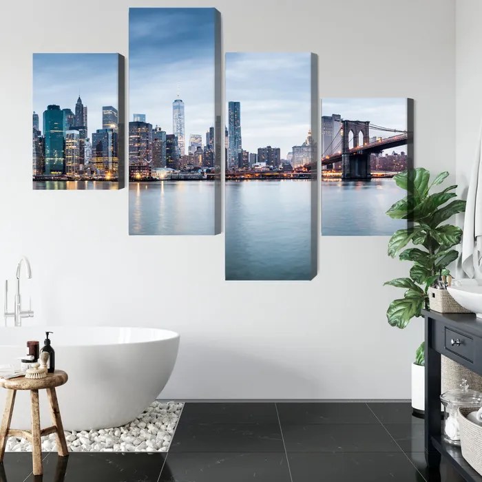 Vícedílný obraz Panoramatický Výhled Na Město New York Nedostatek Nedostatek Plátno Canvas 240x150