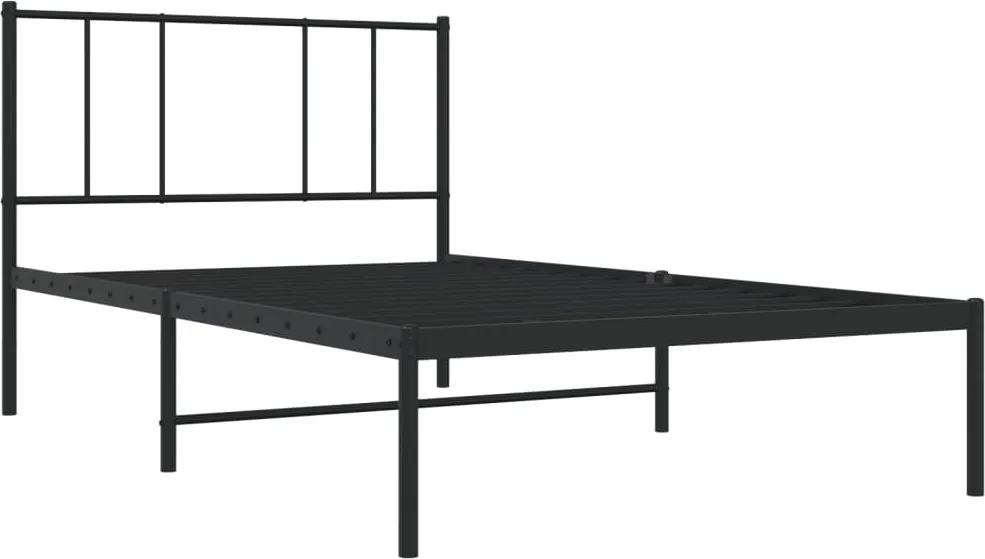 vidaXL Kovový rám postele s čelem 90 x 190 cm [352472] Barva: Černá
