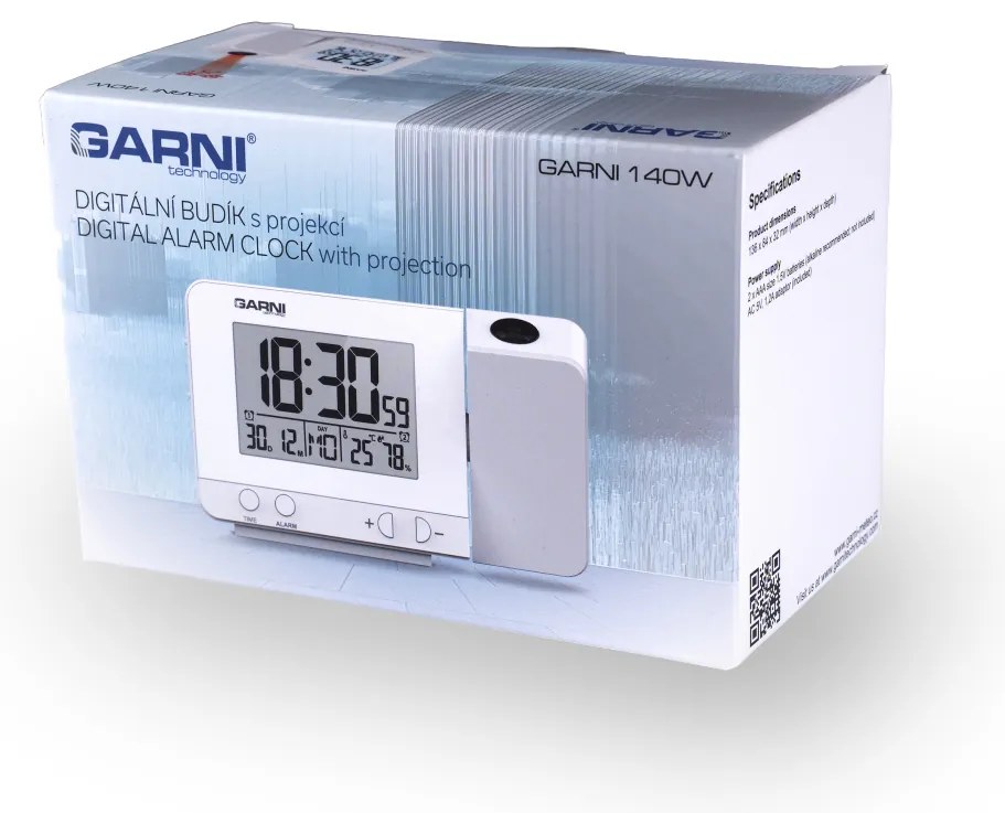GARNI technology Digitální budík s projekcí času a vnitřní teploty GARNI 140W
