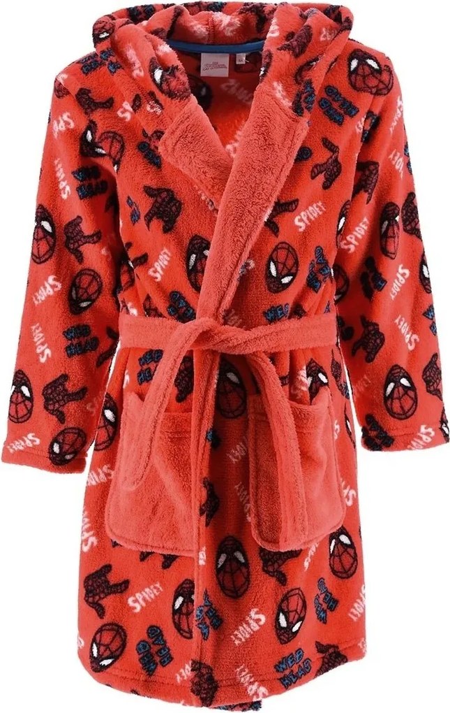 Dětský / chlapecký coral fleece župan s kapucí Spidey, EU 98 Červená
