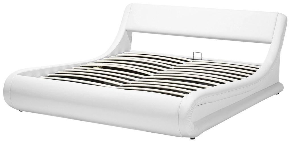 Bílá kožená postel s úložištěm 160x200 cm AVIGNON Beliani