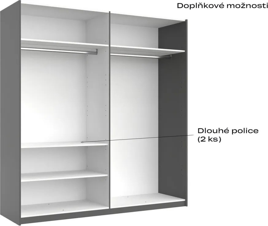 Skříň s posuvnými dveřmi 2,0x2,1m (Dveře Grafit/Zrcadlo) série N Dominika