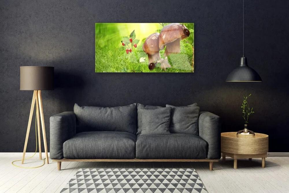 Obraz na skle Houby Divoké Jahody 125x50 cm