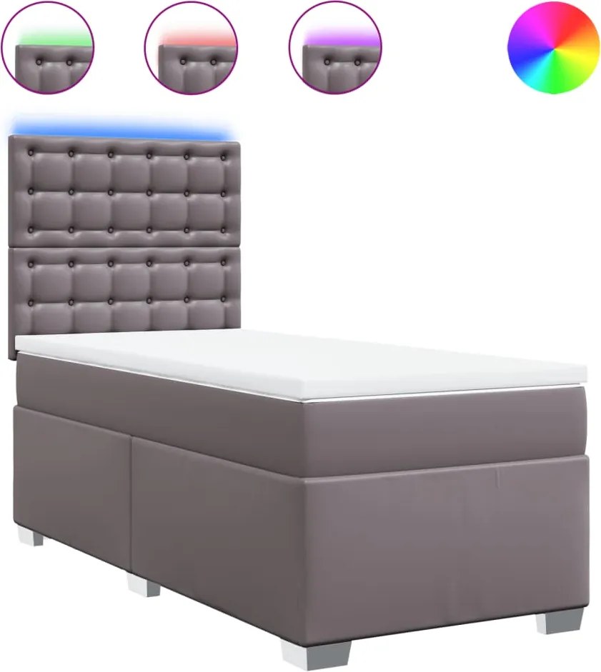 Box spring postel s matrací šedá 100x200 cm umělá kůže 3293010
