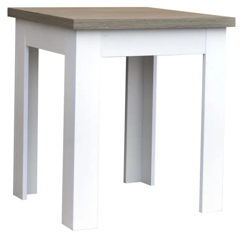 Jídelní stůl čtvercový Magen 80x80 cm Deska stolu dub lancelot nohy stolu bilé