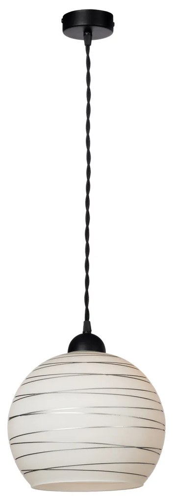 Light for home - Závěsné svítidlo se stínítkem z foukaného skla 19603 "FLORENCE", 1x60W, E27, Černá