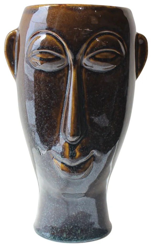 Tmavě hnědá porcelánová váza PT LIVING Mask, výška 27,2 cm