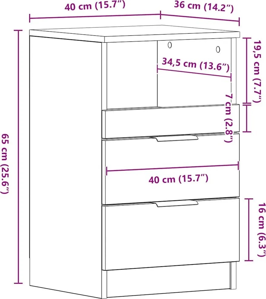 vidaXL Noční stolky 2 ks 40 x 36 x 65 cm kompozitní dřevo [856845] Barva: Bílá