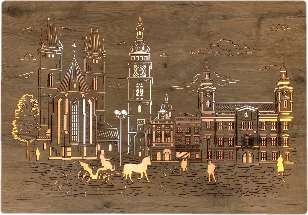 Li-Go "Hradec Králové" světelný obraz 230V 100x70 cm provedení povrchu: bříza