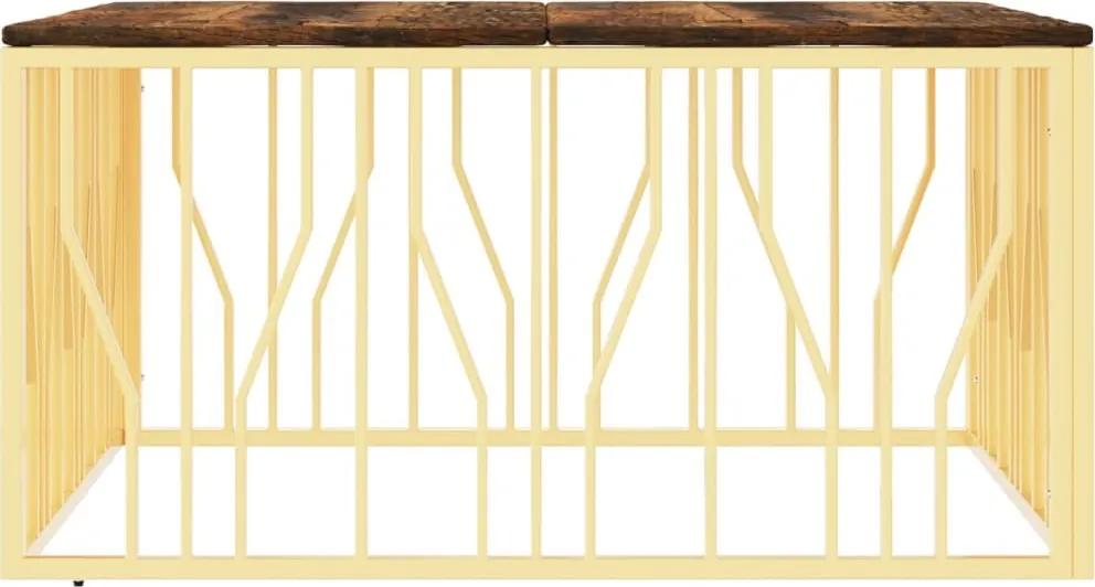 vidaXL Konferenční stolek nerezová ocel a recyklované dřevo [350070] Barva: stříbrná a hnědá