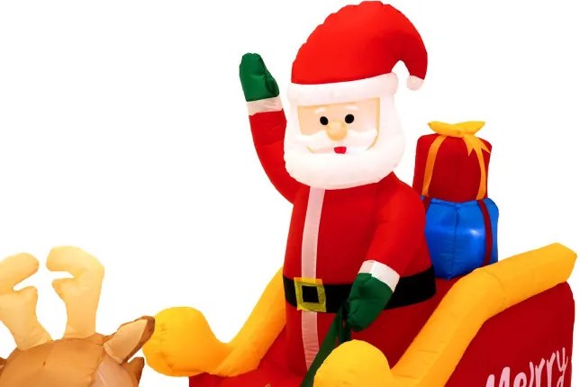Nafukovací Santa Claus na saních se sobíky 212 cm