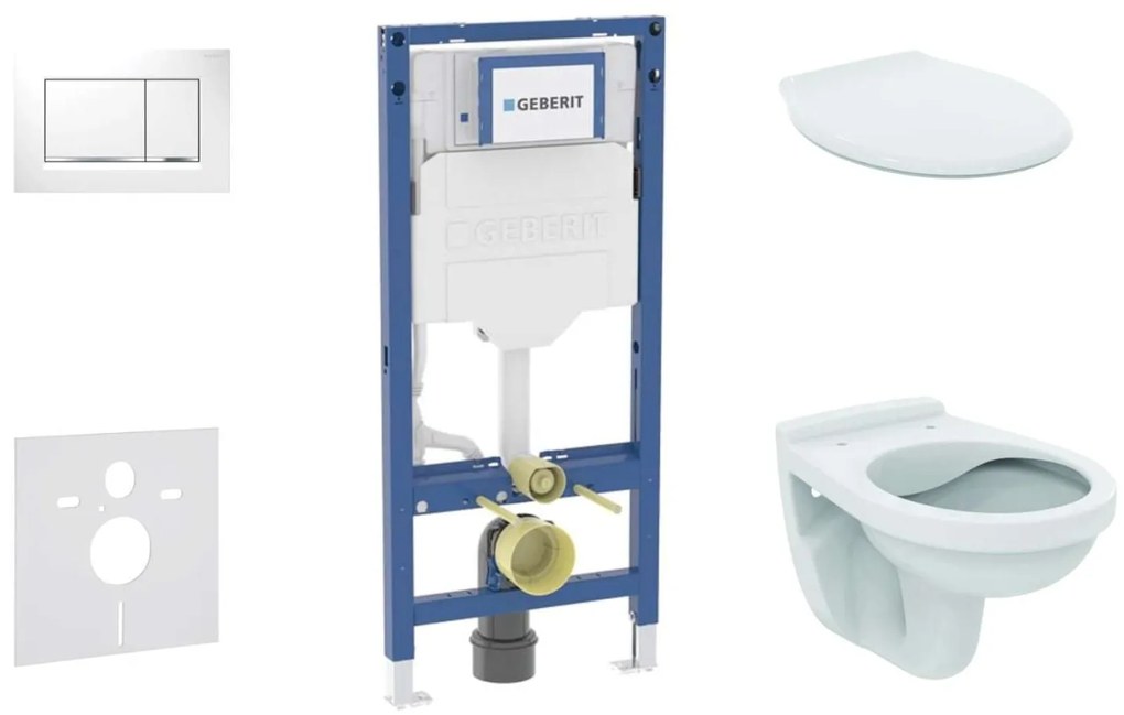 Geberit Duofix - Set předstěnové instalace, klozetu Alpha a sedátka, tlačítko Sigma20, bílá/chrom SANI11CD3128