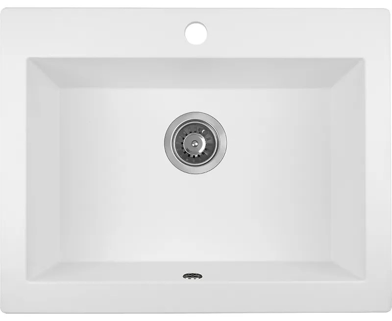 Laveo Komodo, 1-komorový granitový dřez 586x490x221 mm, bílá, LAV-SBK_610A