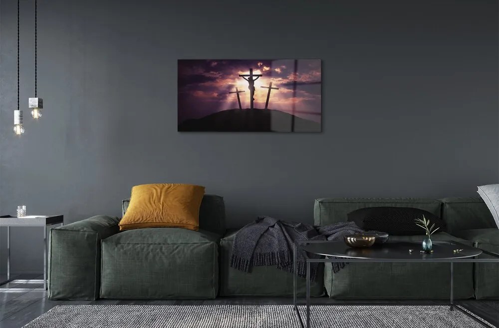 Obraz na skle Jesus cross 125x50 cm