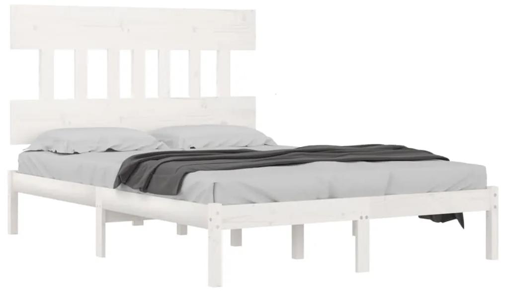 Rám postele bílý masivní dřevo 200 x 200 cm,  3104759