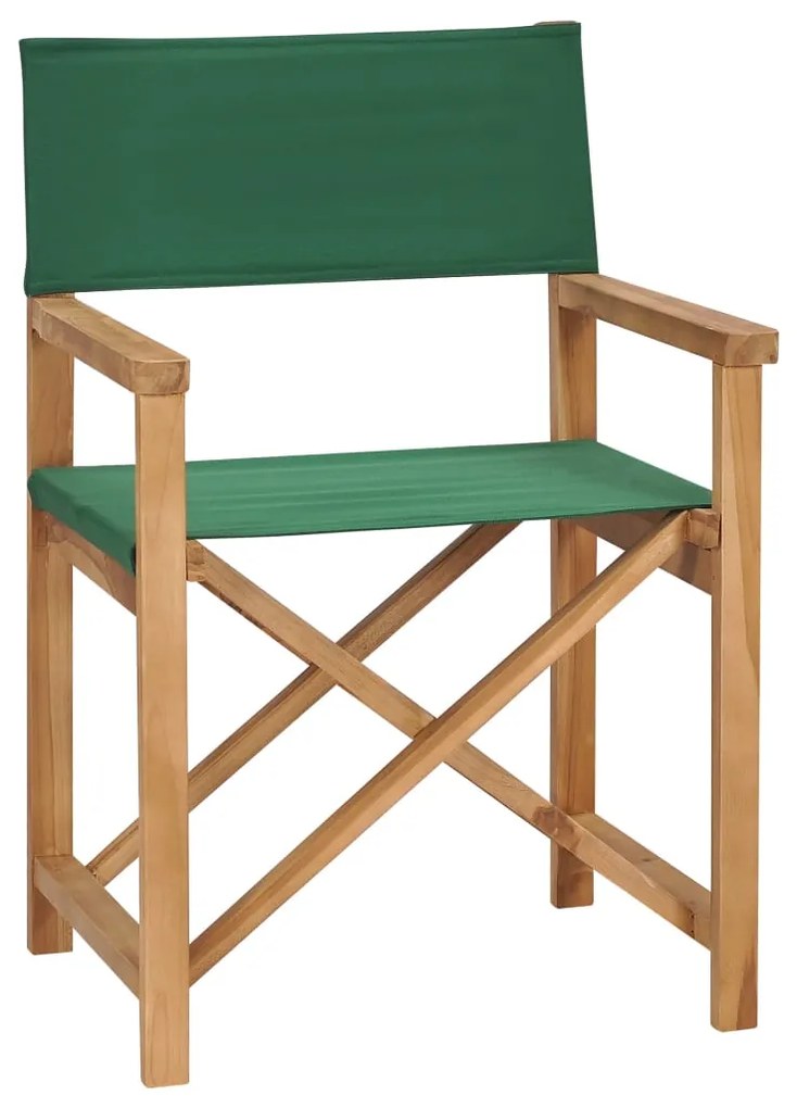 310674 vidaXL Skládací režisérská židle masivní teakové dřevo zelené
