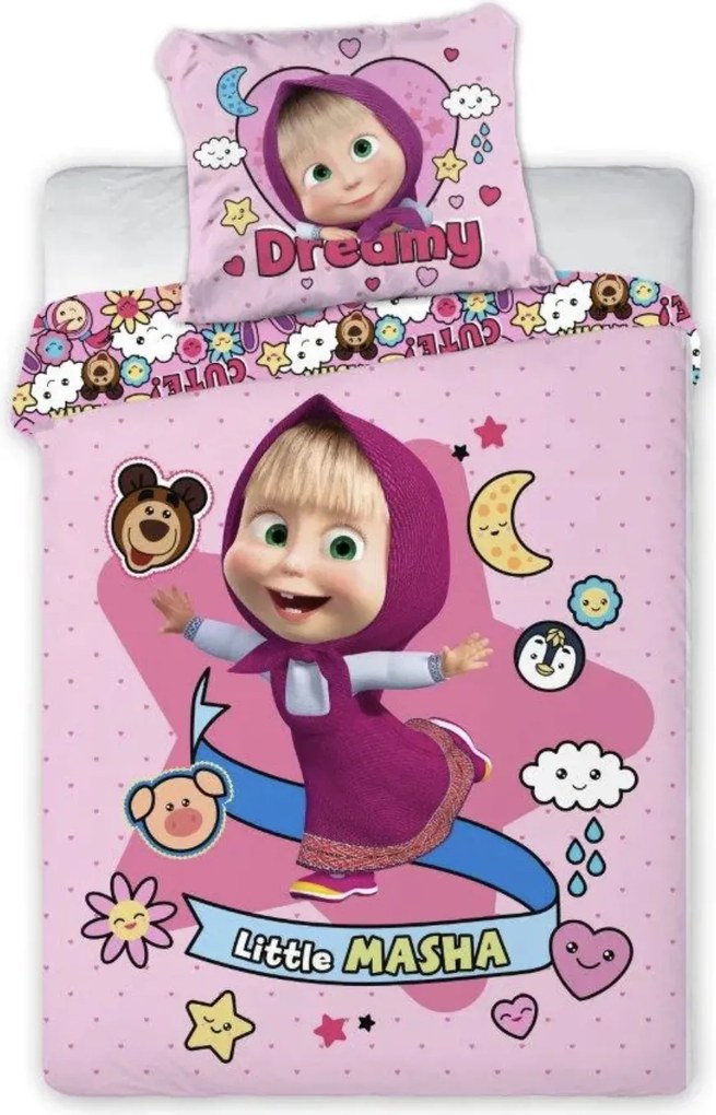 Povleceni Disney Máše a Medvěd do postýlky 135x100cm+40x60cm Faro