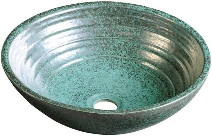 ATTILA keramické umyvadlo, průměr 46,5 cm, zelená měď (DK016) SAPHO