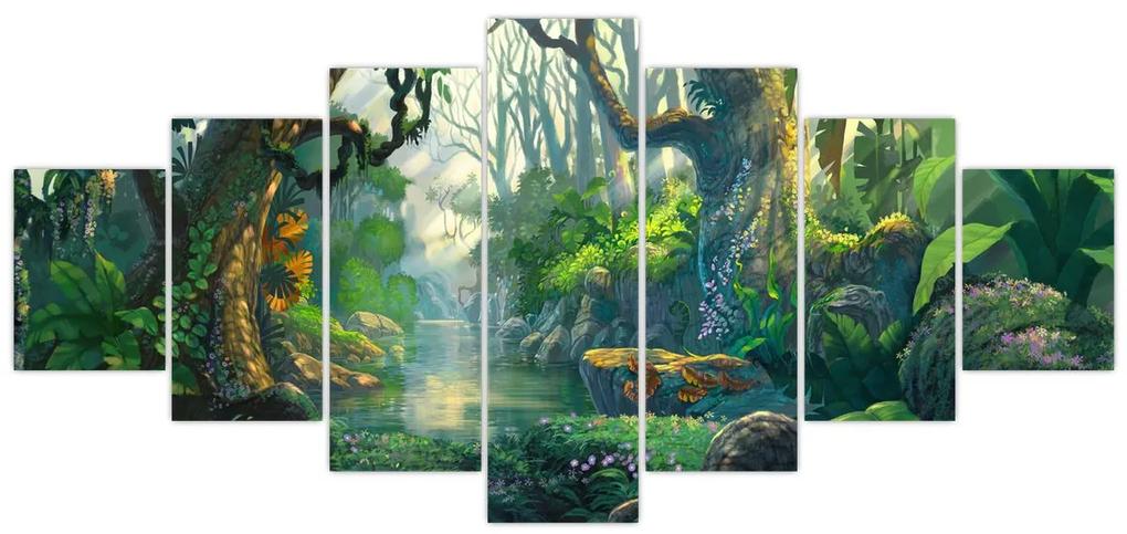 Obraz - Ilustrace tropického lesu (210x100 cm)