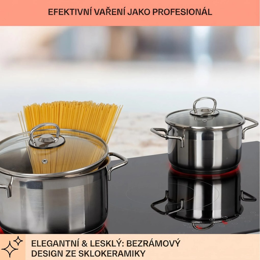 Klarstein Virtuosa 5, vestavná varná deska, 5 zón, 8200 W, sklokeramika
