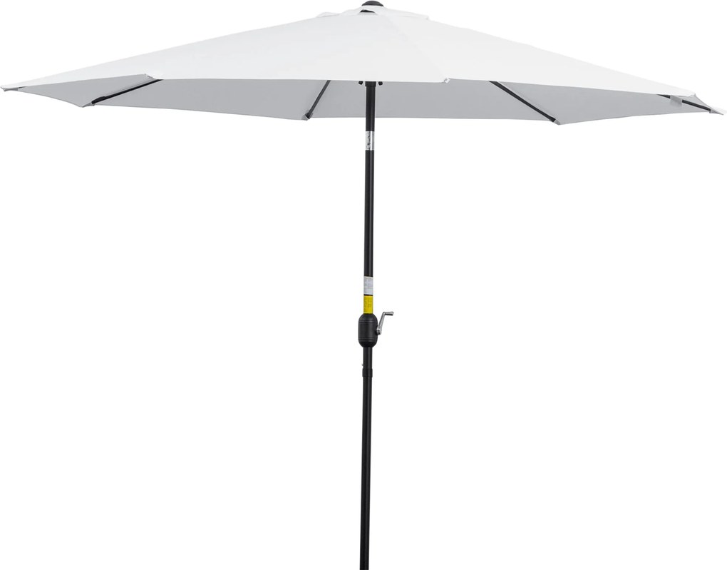 Zahradní slunečník Outsunny Ø295x250 cm s kličkou, venkovní parasol s náklonem a odnímatelným kovovým sloupem pro terasu a bazén Bílý | Aosom
