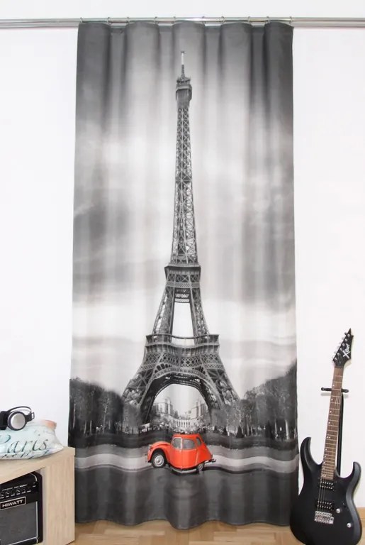 Závěs 140x250 - PARIS  - Eiffelova věž s autem