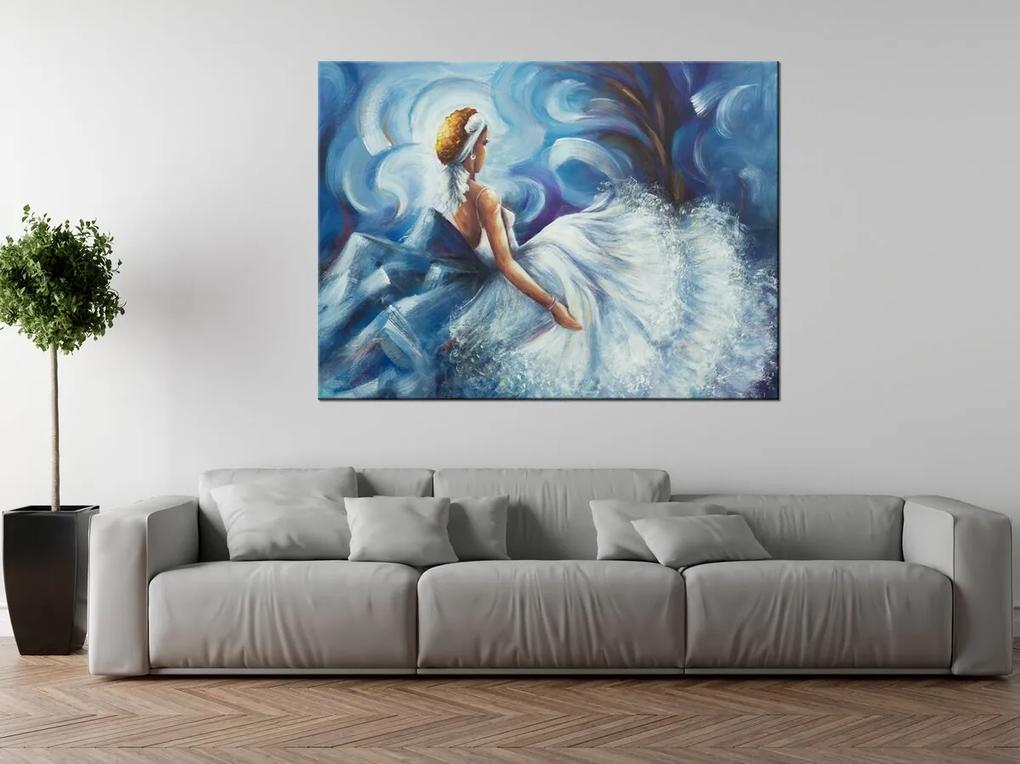 Gario Ručně malovaný obraz Modrá dáma během tance Rozměry: 120 x 80 cm