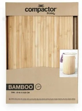 Compactor Bambusový koš na prádlo s víkem Compactor Bamboo - kulatý, přírodní, 40 x 60 cm