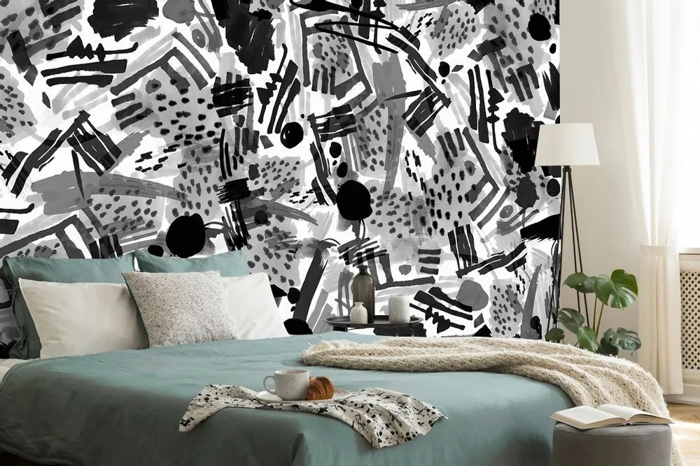 Tapeta abstraktní pop art v černobílém - 375x250 cm