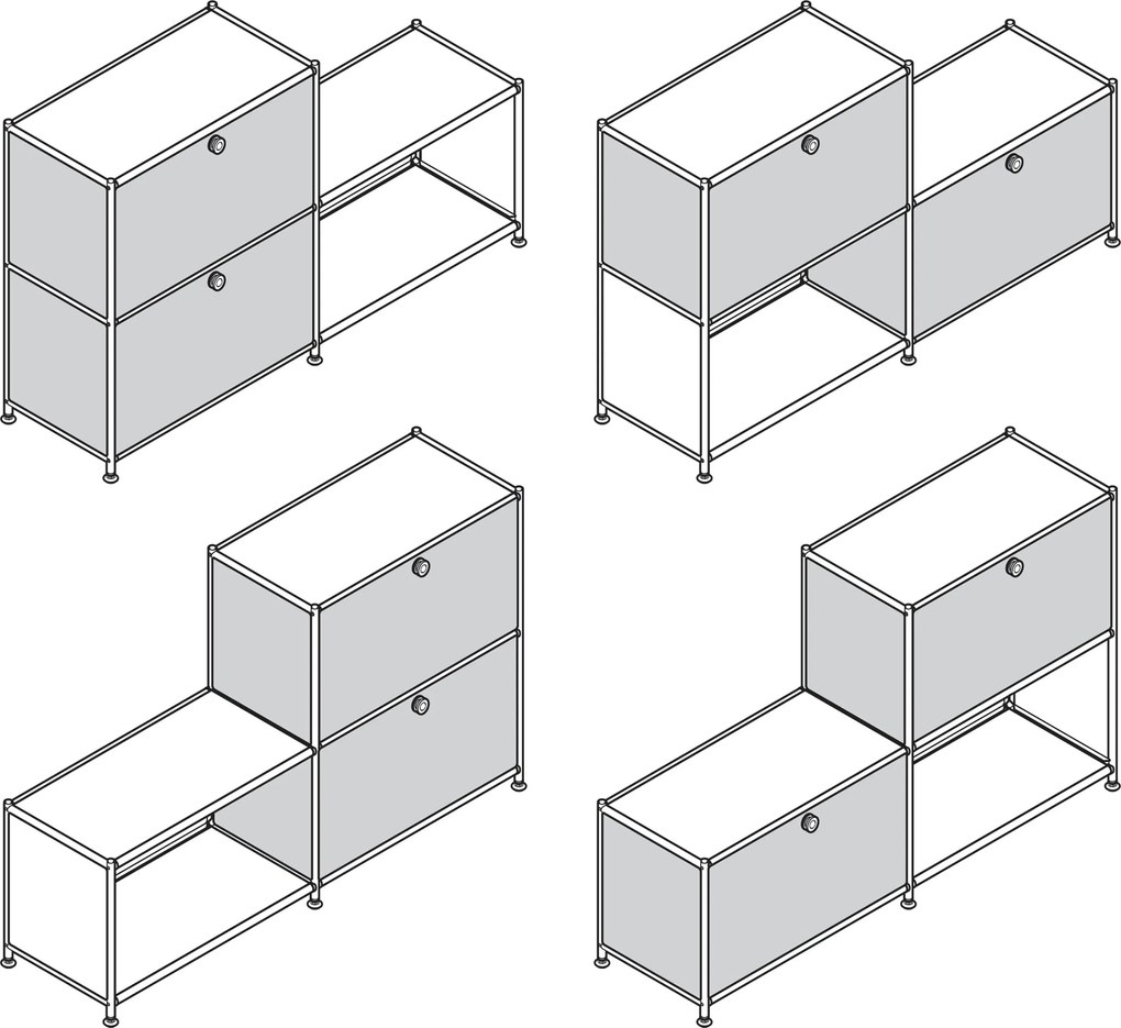 Tchibo - Kovový regál CN3 se 3 přihrádkami - barva: šedá