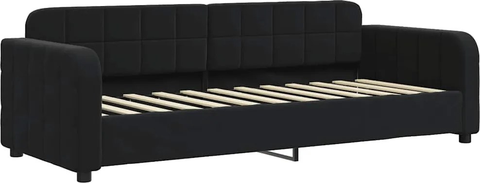 Válenda s přistýlkou a matracemi černá 80 x 200 cm samet 3196950