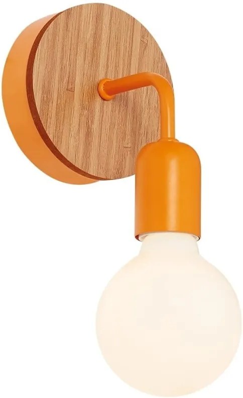 Oranžové nástěnné svítidlo s dřevěným detailem Valetta