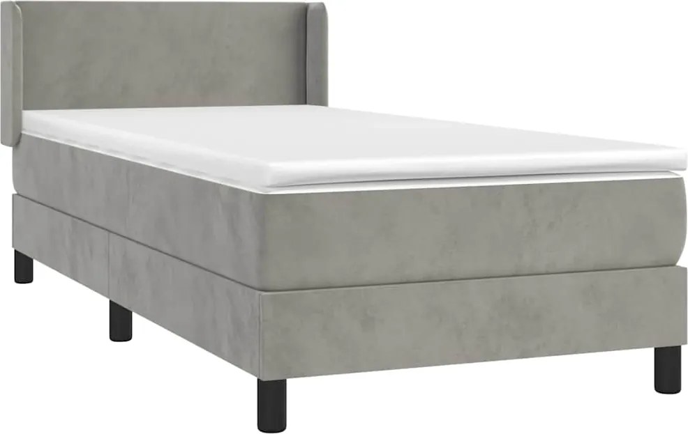 Box spring postel s matrací světle šedá 100x200 cm samet 3130823