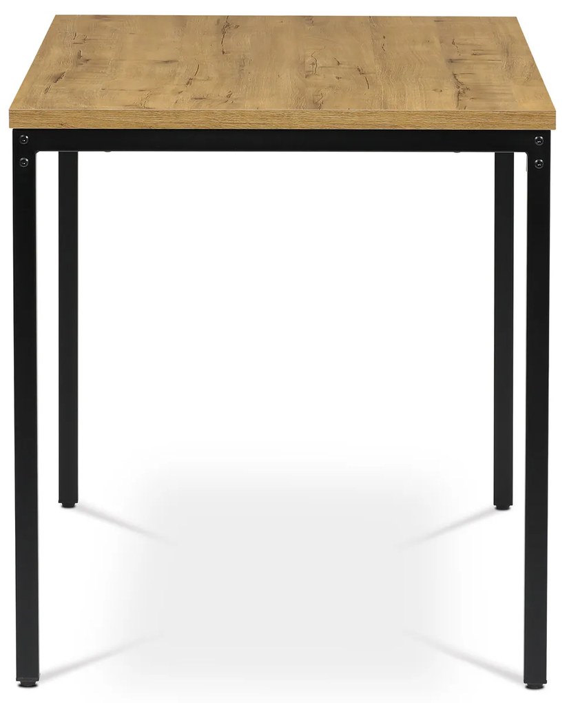 Stůl jídelní, 120x70 MDF deska, dýha divoký dub, kovové nohy, černý lak