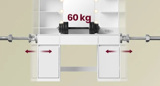 Toaletní stolek s LED osvětlením a nabíjecí stanicí Vasagle Brill 107 cm bílý