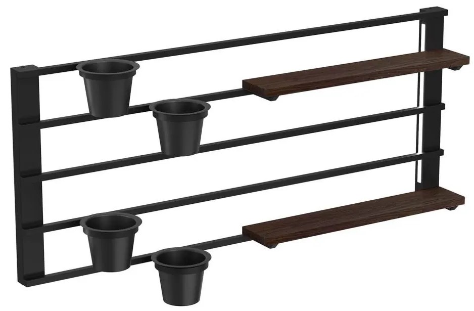 Luminex Nástěnná police s květináči a LED osvětlením SHELF 50x118 cm černá/hnědá 321